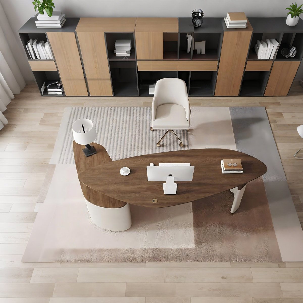 Isla Hopping Solid Wood Luxurious Advanced Irregular Large Office Desk ...