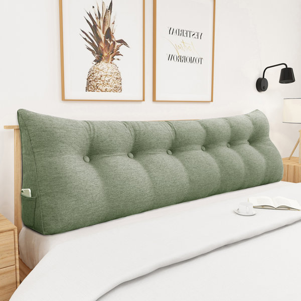 WOWMAX Linen Textured Triangular Bed Wedge Headboard Reading Pillow ...