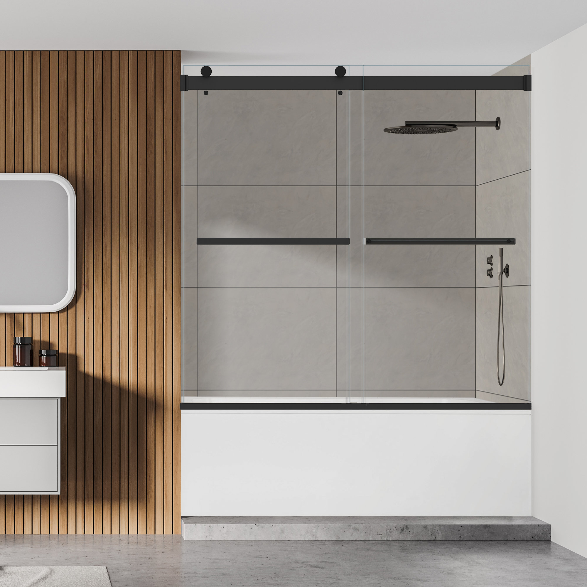 Altair 60" W x 58" H Bypass Frameless Tub Door | Wayfair