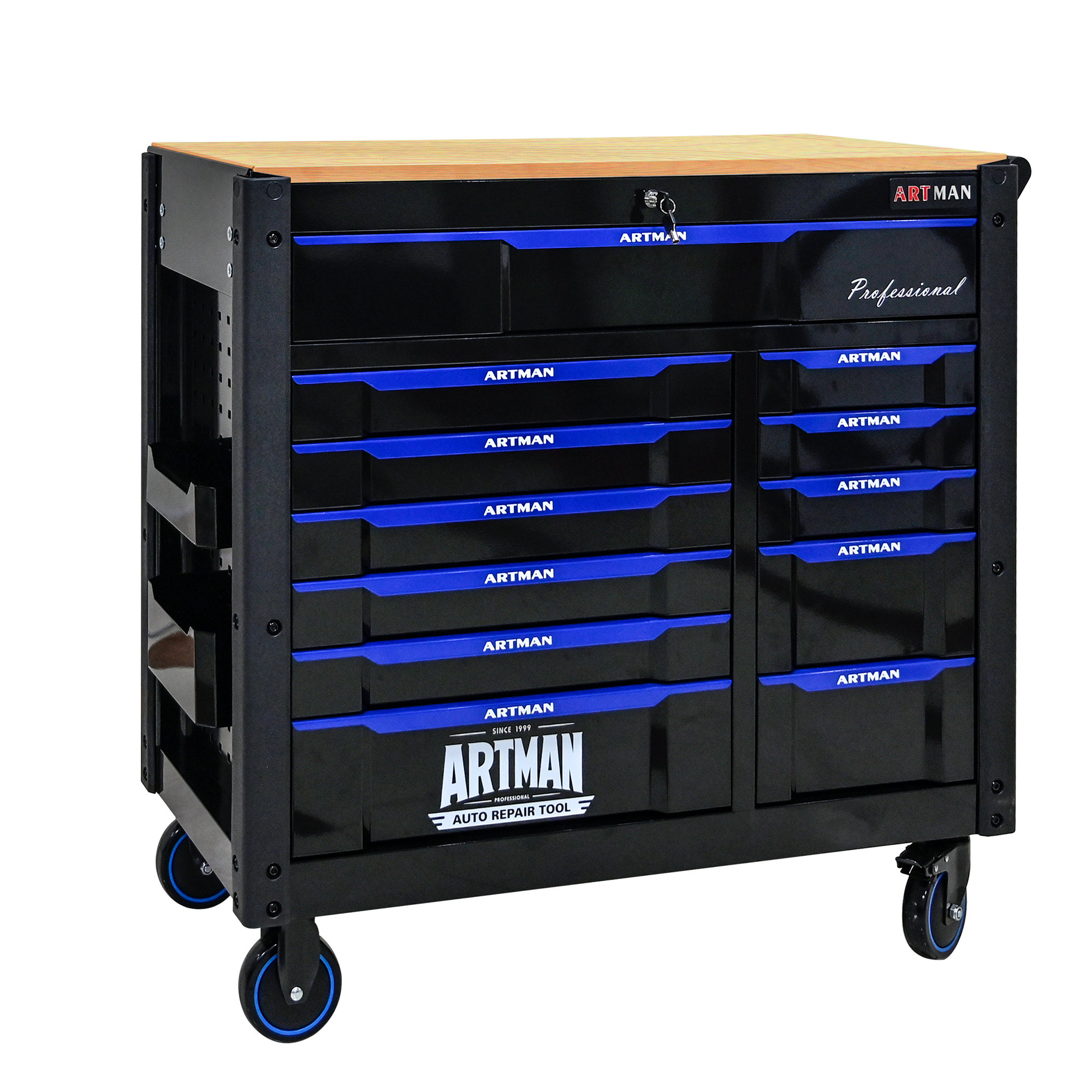 17 Stories 12-Layer Drawer Tool Cart with Wheels and Wooden Top | Wayfair