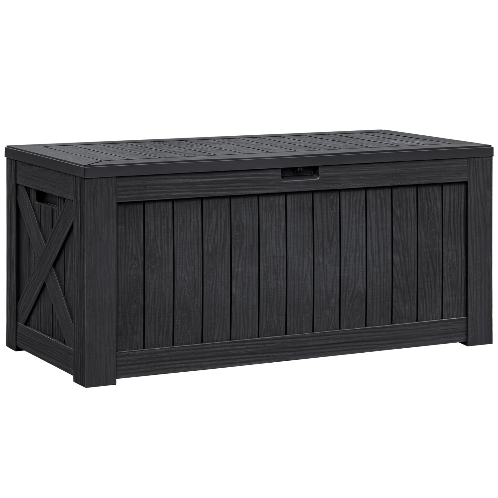 Bisiot Imitation Wood Resin Deck Box 120 Gallon Waterproof Large Deck ...
