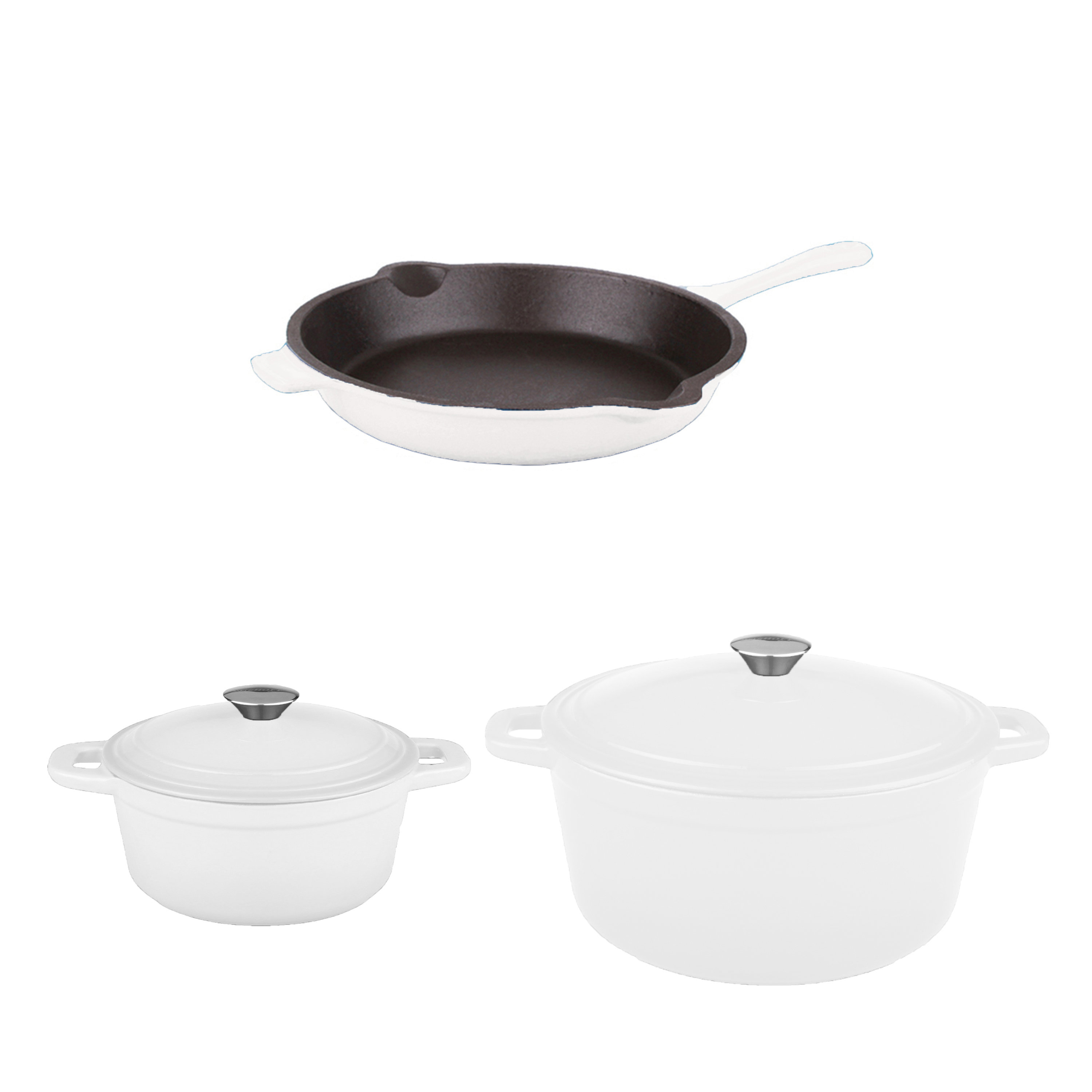 BergHOFF Neo 5 Piece Cast Iron Cookware Set, 10" Fry Pan, 3qt. & 5qt ...