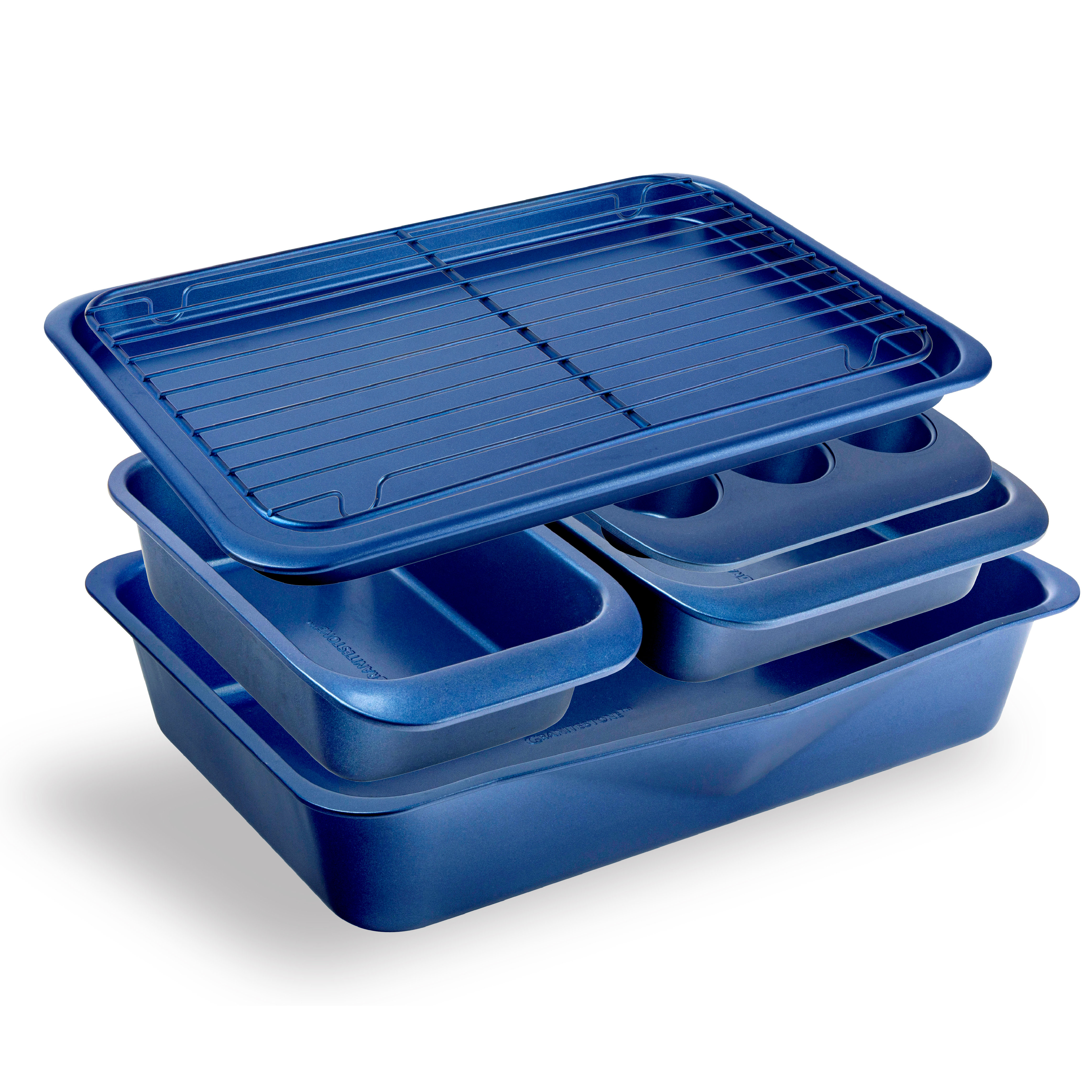 Granitestone Blue 6 Piece Nonstick Stackable Bakeware Set & Reviews ...