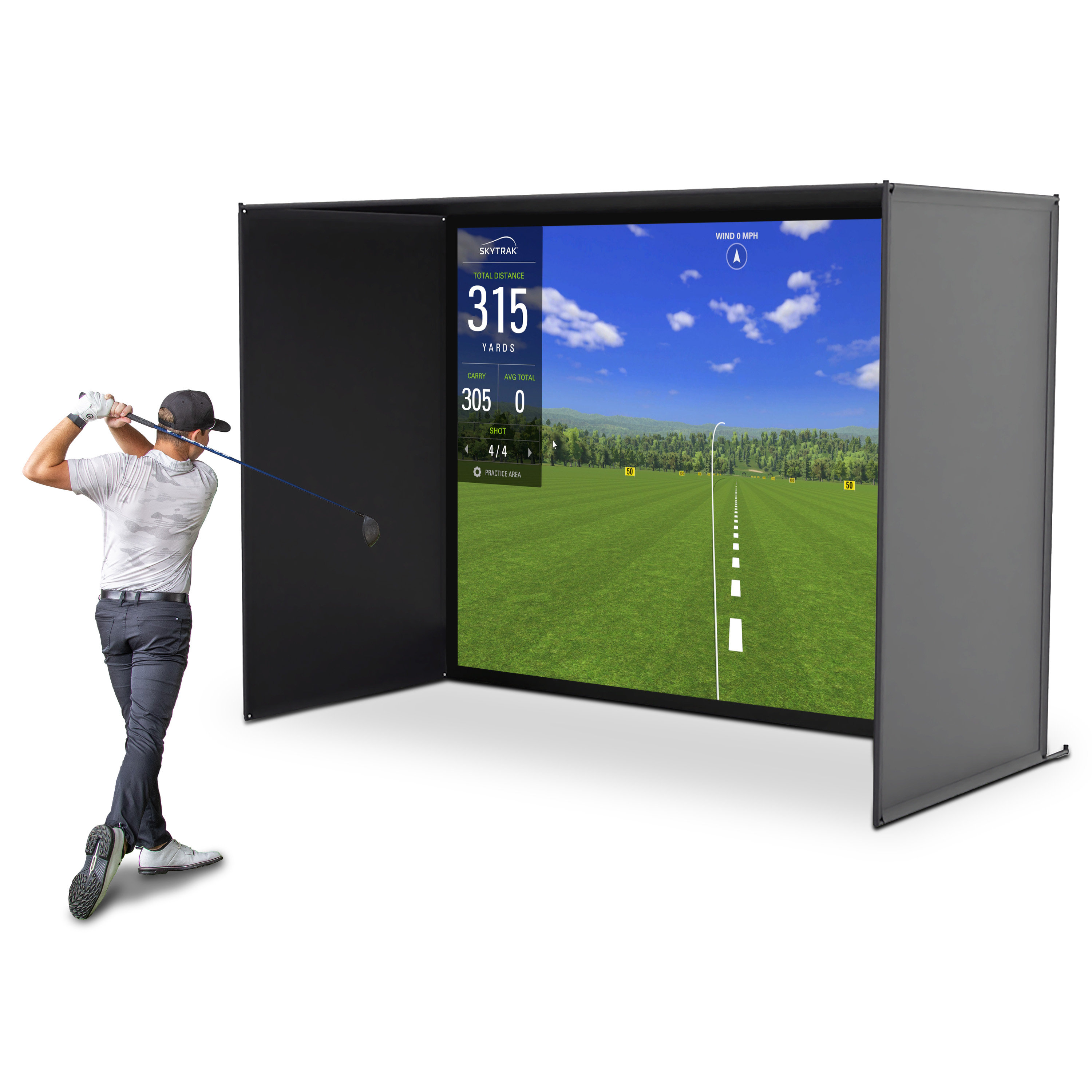 GoSports 8 ft Golf Simulator Enclosure Net - Complete Set with Frame ...