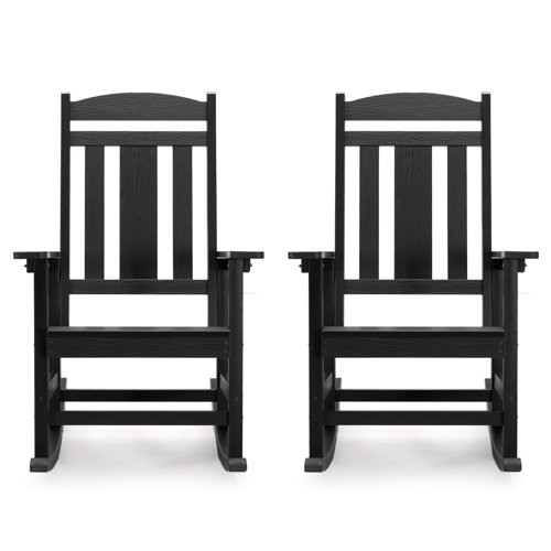 Red Barrel Studio® Chiemi Patio Rocking Chair Set Of 2 , HDPS Poly ...