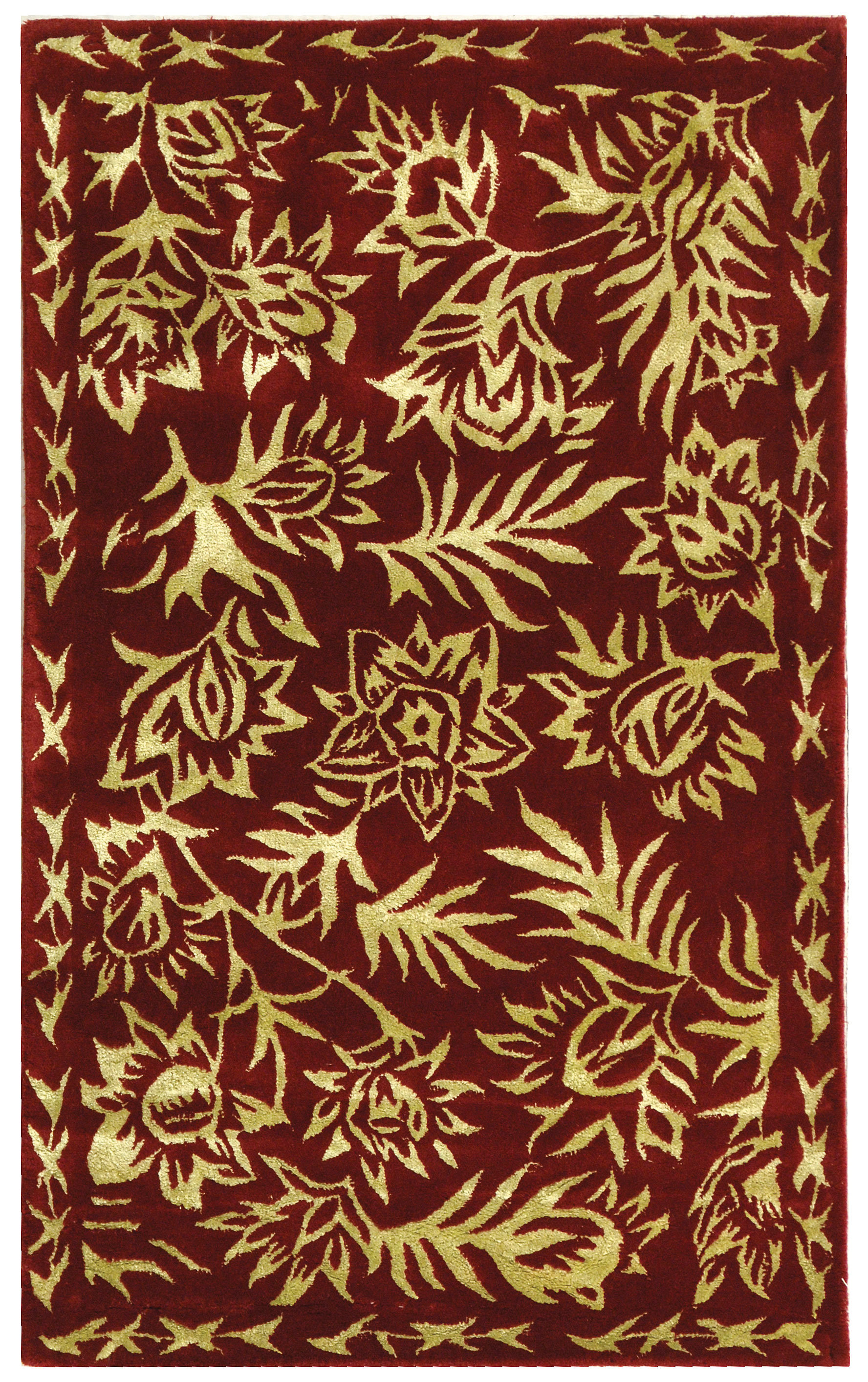 Charlton Home® Zara Wool & Viscose Floral Rug | Wayfair