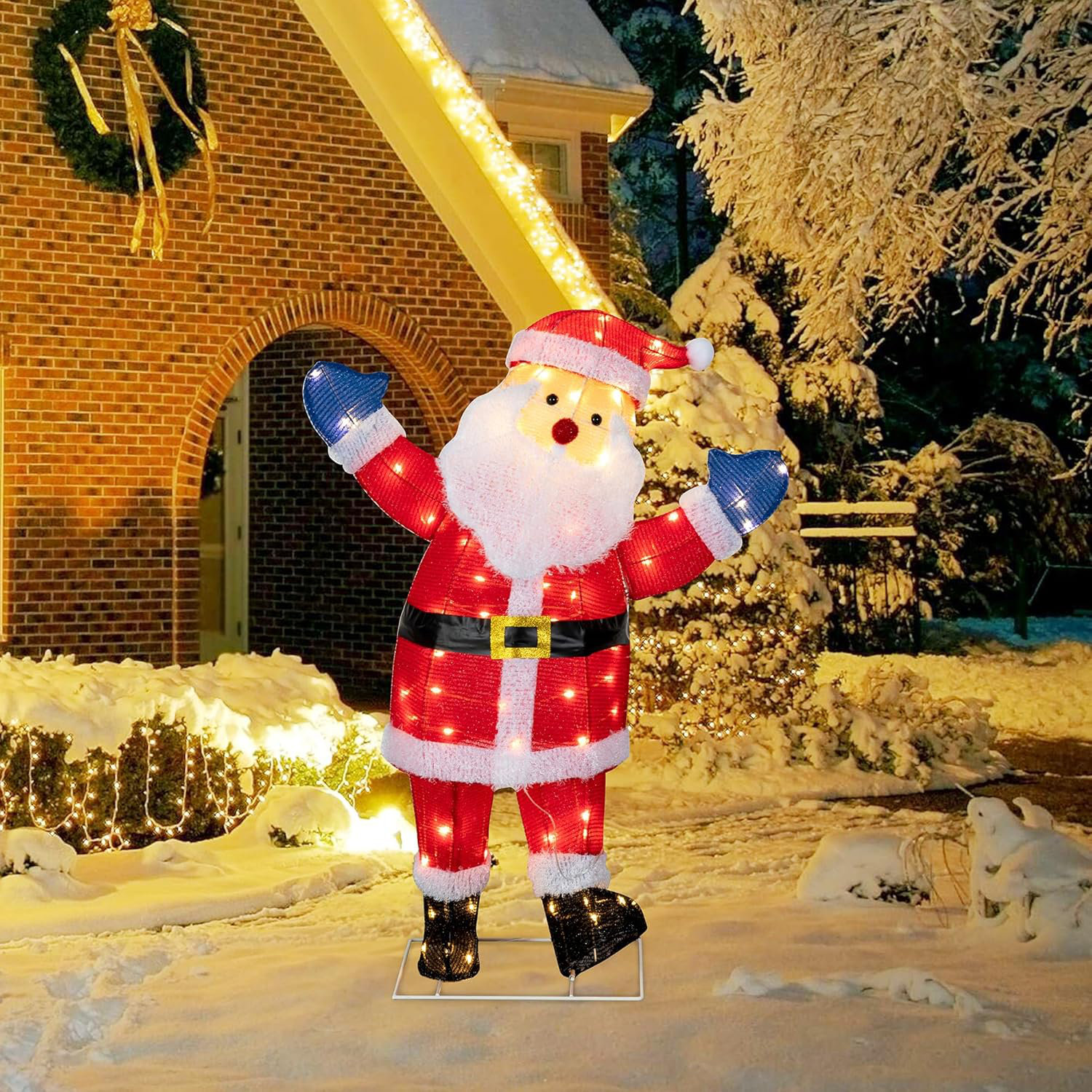 The Holiday Aisle® Lighted Santa Outdoor Christmas Decorations ...