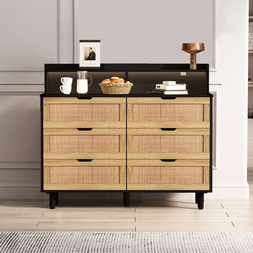 Bayou Breeze 43.31"6-drawers Rattan Storage Cabinet Rattan Drawer With ...