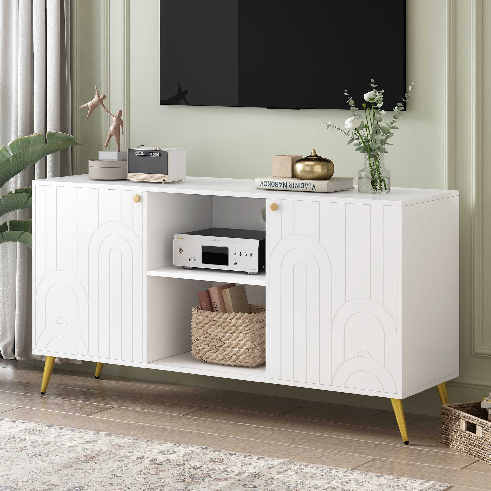 George Oliver VIBE HAUS Modern TV Stand For Tvs Up To 55 Inches | Wayfair