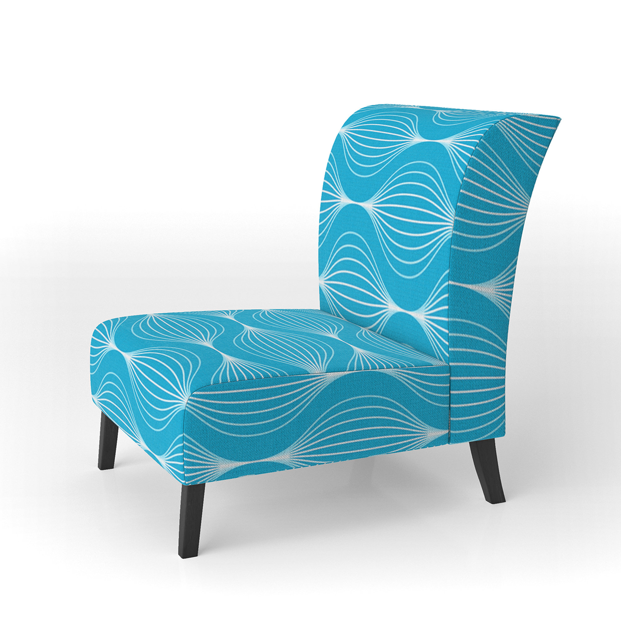 East Urban Home Light Blue Wave Pattern - Mid-Century Upholstered ...