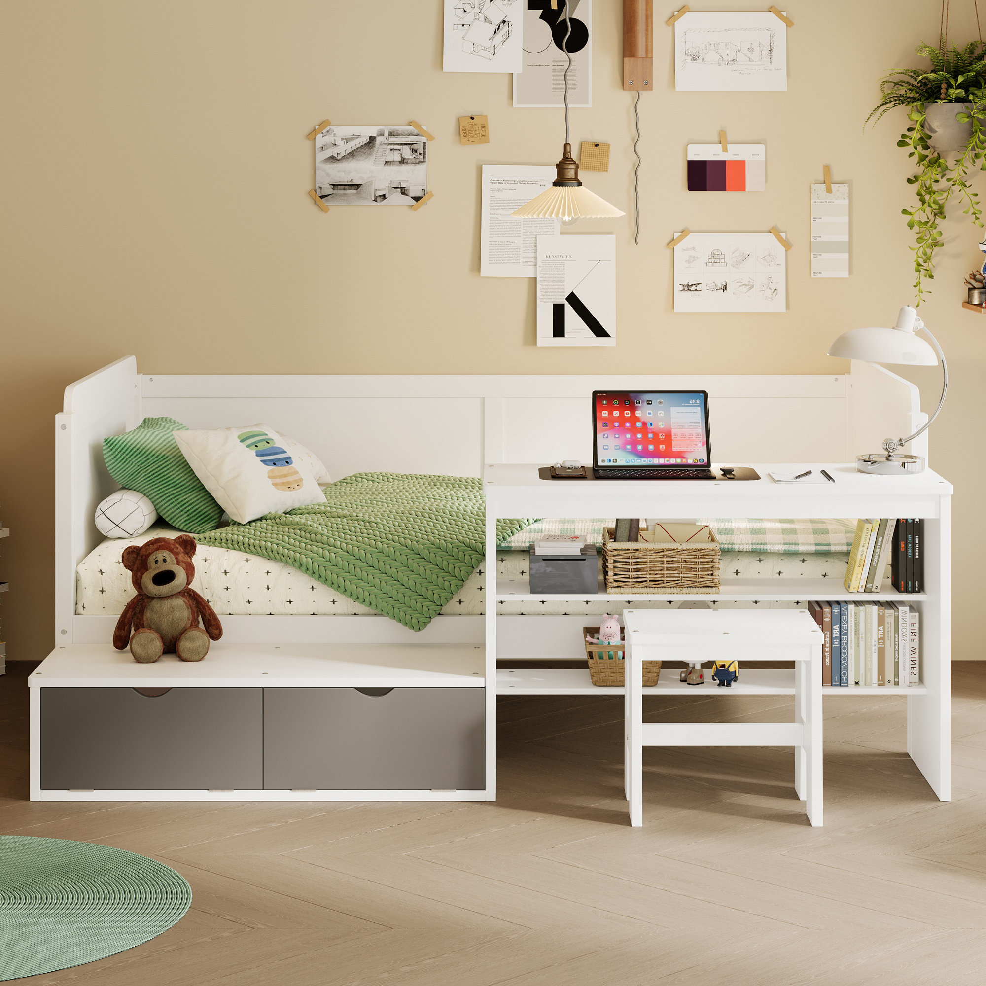 Latitude Run® Wooden Daybed with Storage Shelves and Lockers, Multi ...