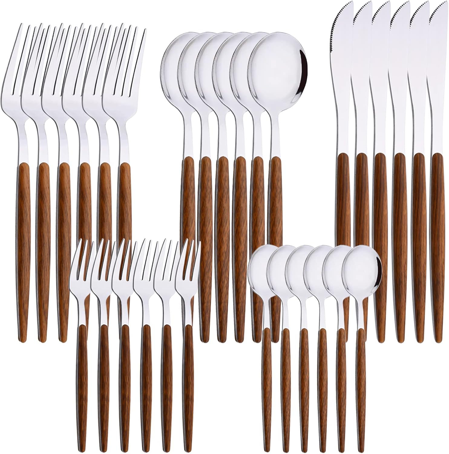 Latitude Run® 30-Piece Stainless Steel Flatware Set, Mirror Polished ...