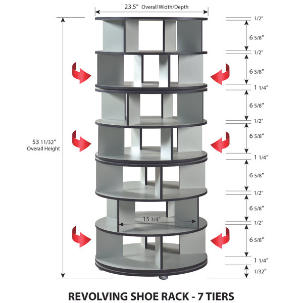 Latitude Run® 7-Tier Rotating Shoe Rack, 360° Revolving Lazy Susan ...