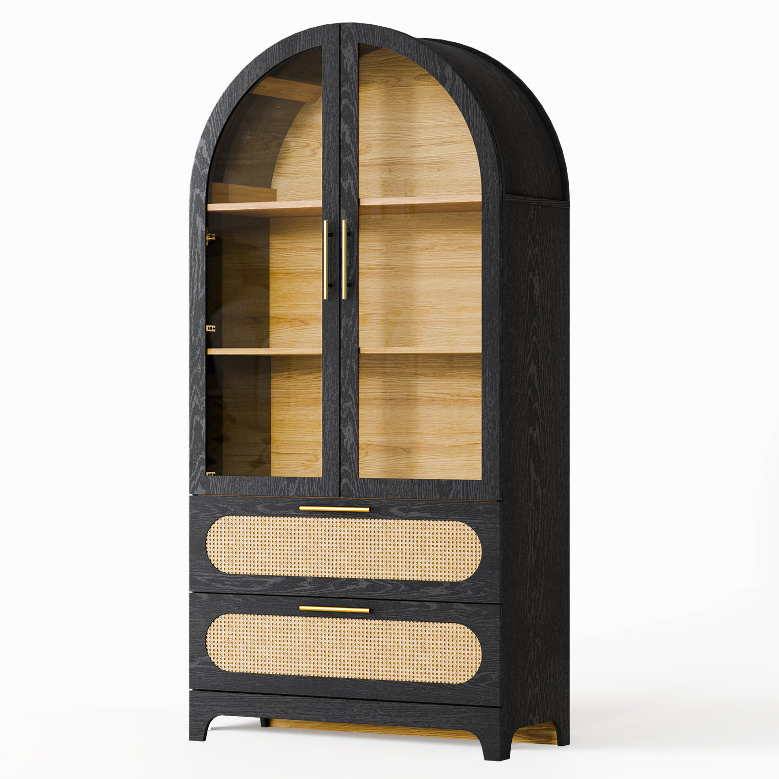 Bay Isle Home™ Modern Arched Storage Cabinet With Rattan Drawers And ...