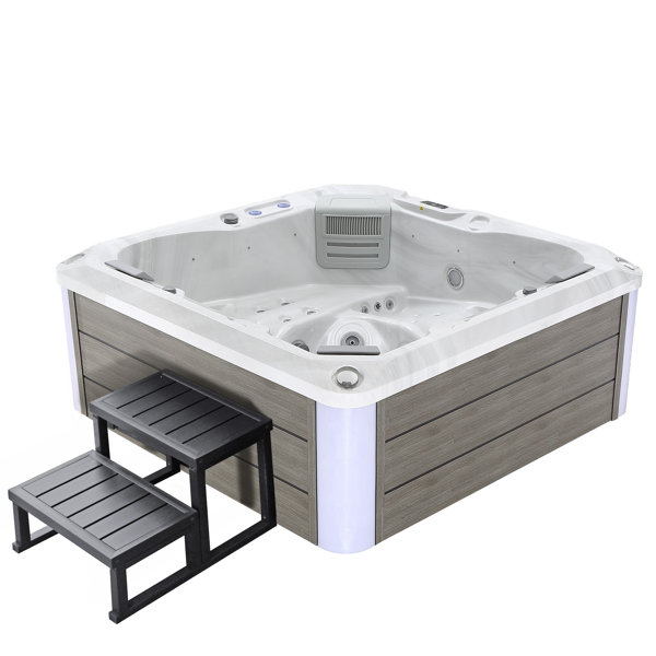 Empava 220 Volt 5 - Person Plastic Hot Tub in Wood Grain | Wayfair