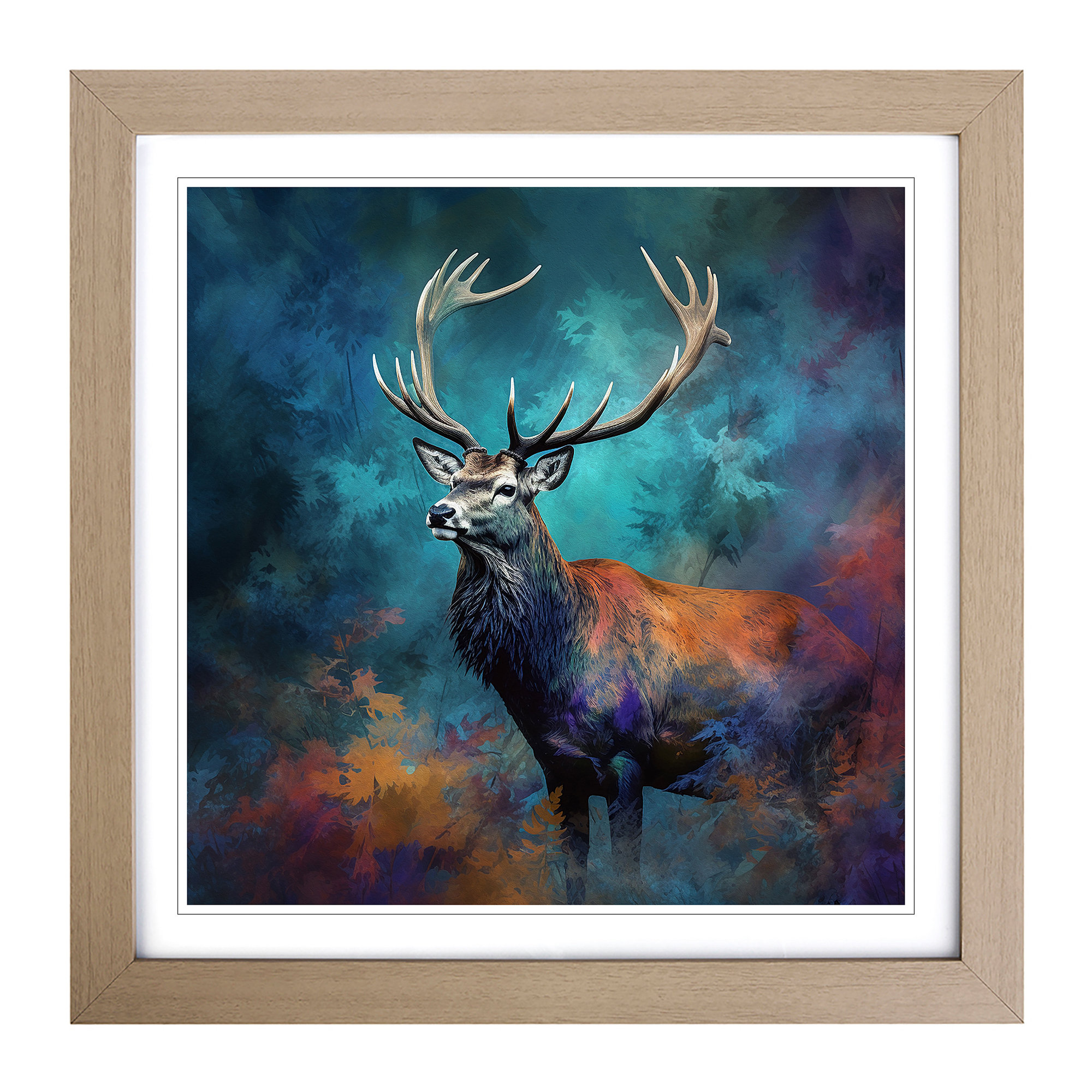 Alpen Home Stag In A Forest Digital - Single Picture Frame Art Prints ...