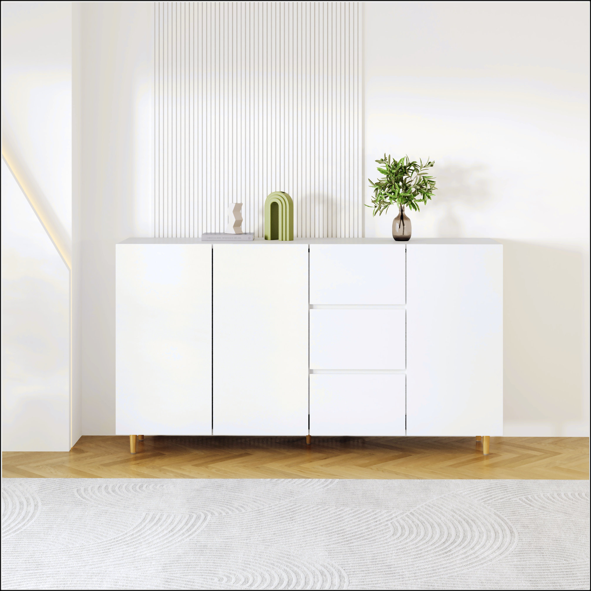 Millwood Pines Versatile Side Cabinet With Ample Storage & Divided ...