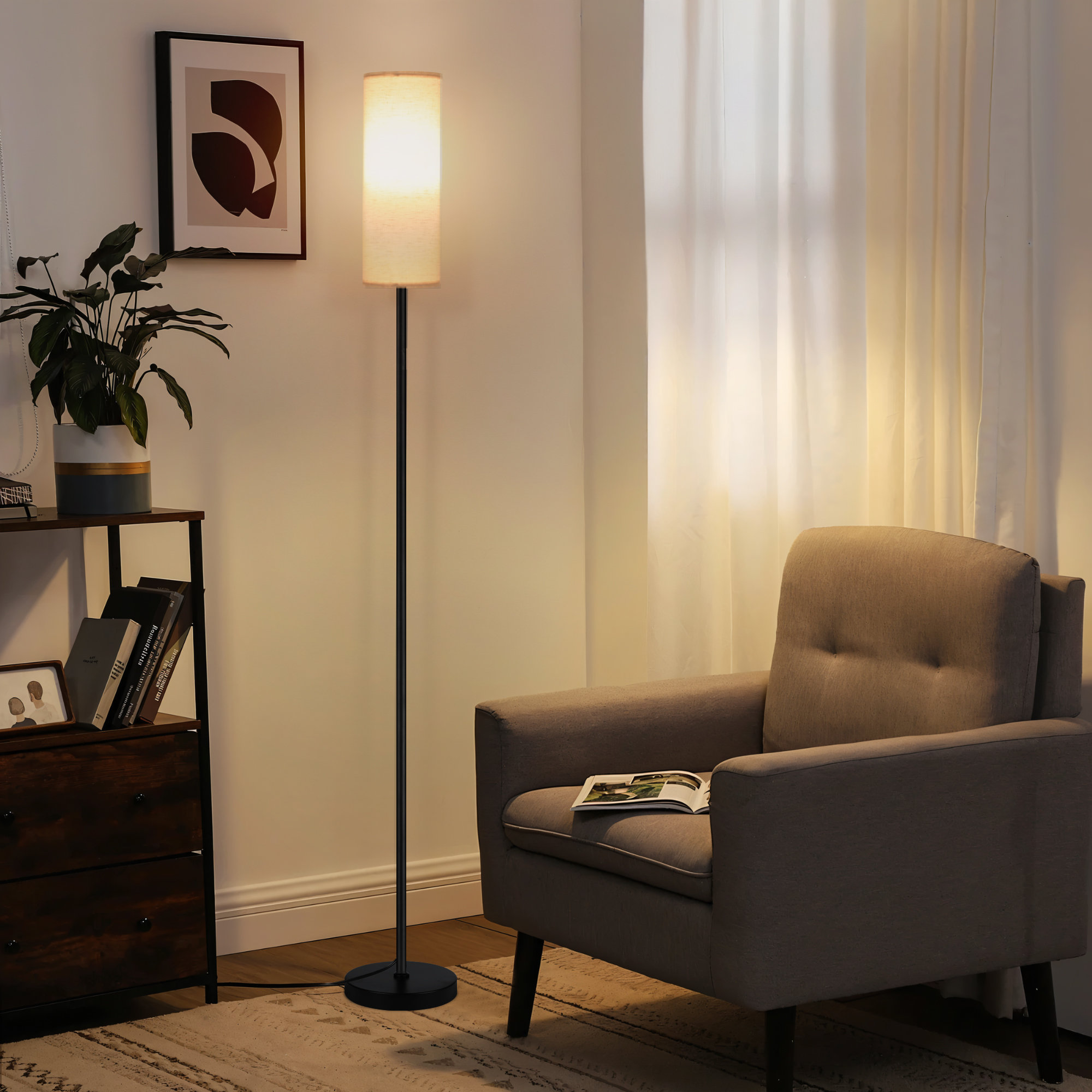 Ebern Designs Teulon 67" RGB Column Traditional Floor Lamp with Remote ...