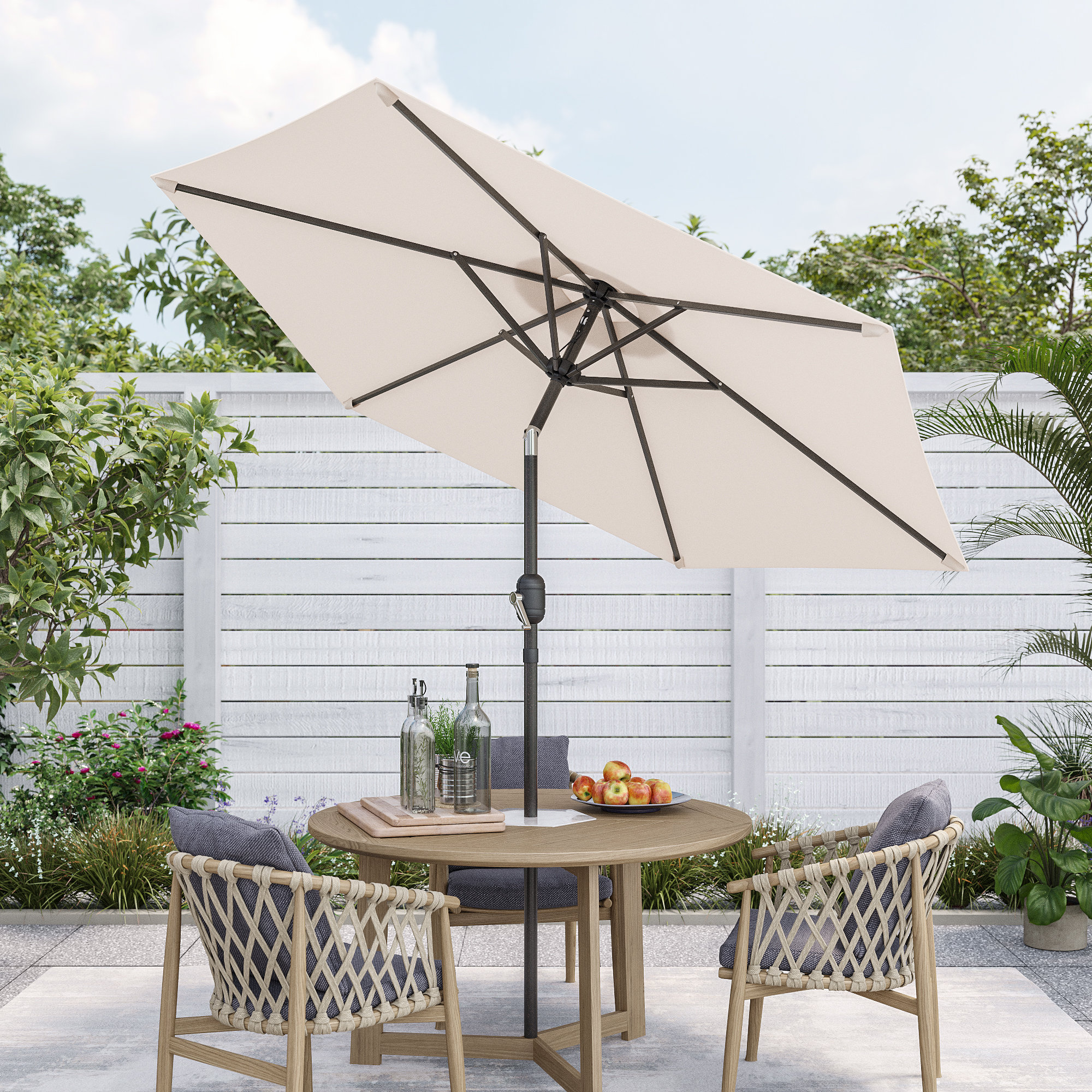 Arlmont & Co. 90'' Market Umbrella with Push-Button Tilt for Patio ...