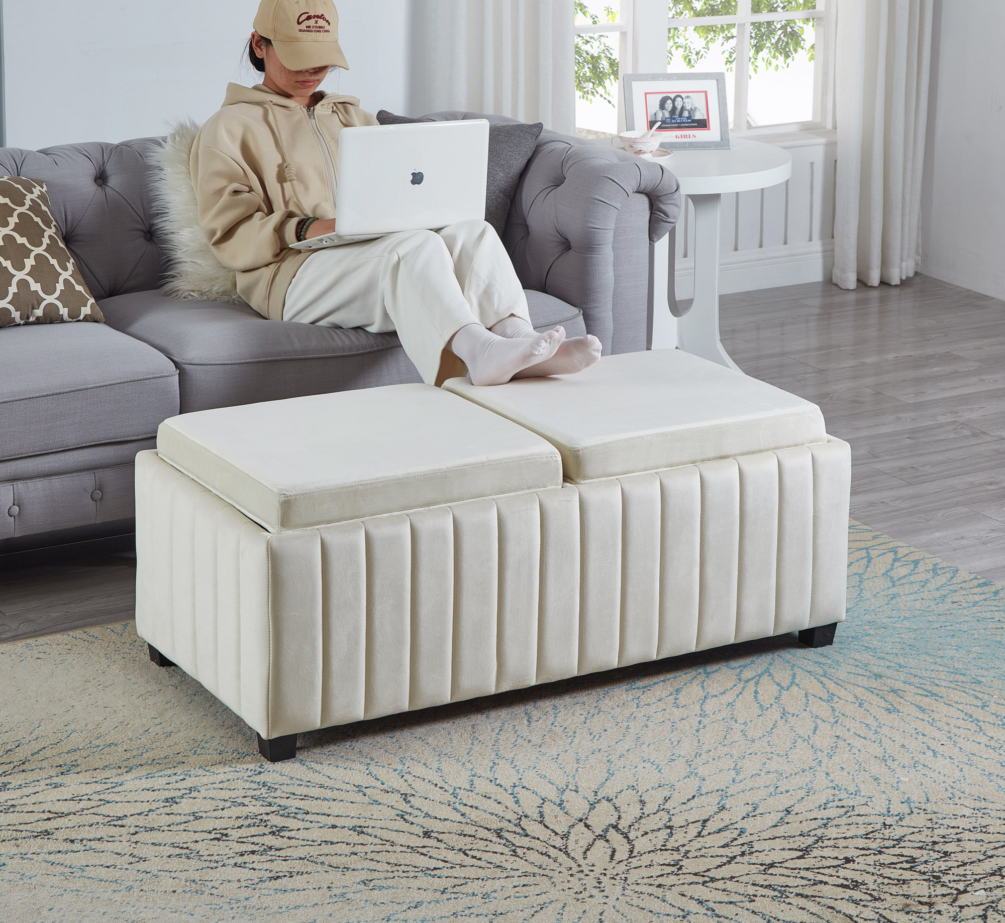 Ebern Designs Contemporary Square Cubestorage Ottoman Bench | Wayfair