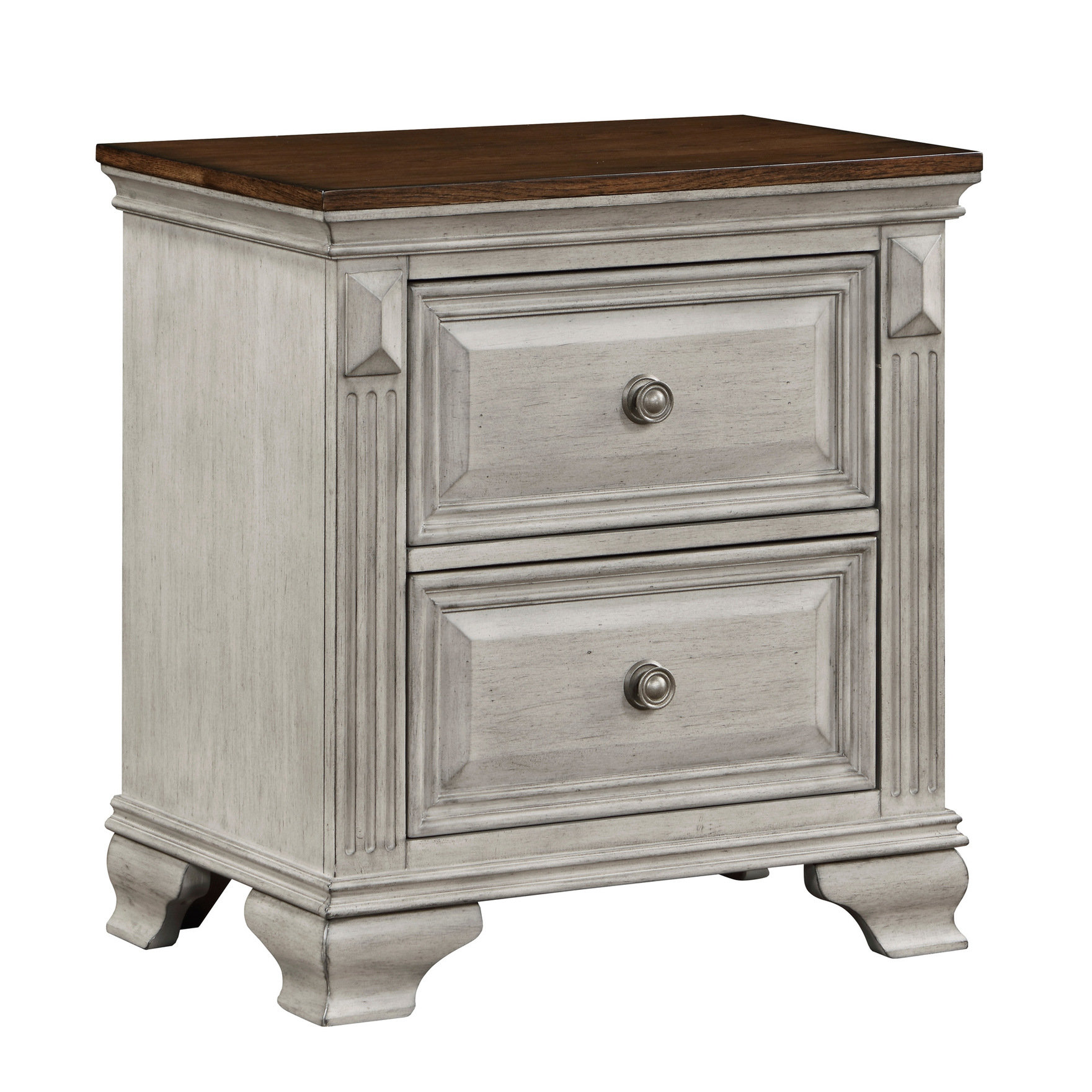 Wildon Home® Grey And Brown Two-tone Nightstand With 2 Drawers ...