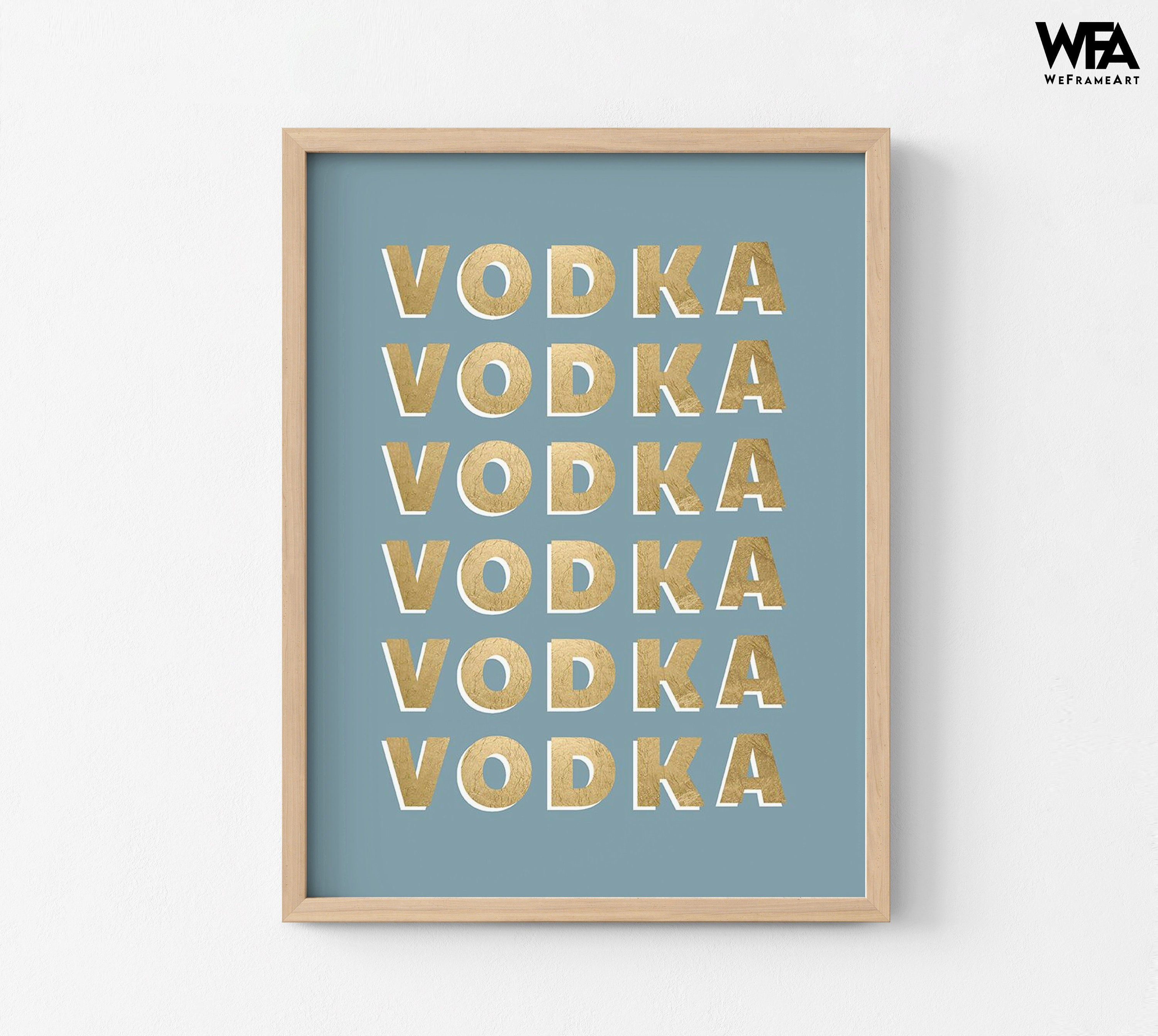 WeFrameArt Vodka By CAD Designs, Vodka Sign Poster Print, Gold Letters ...