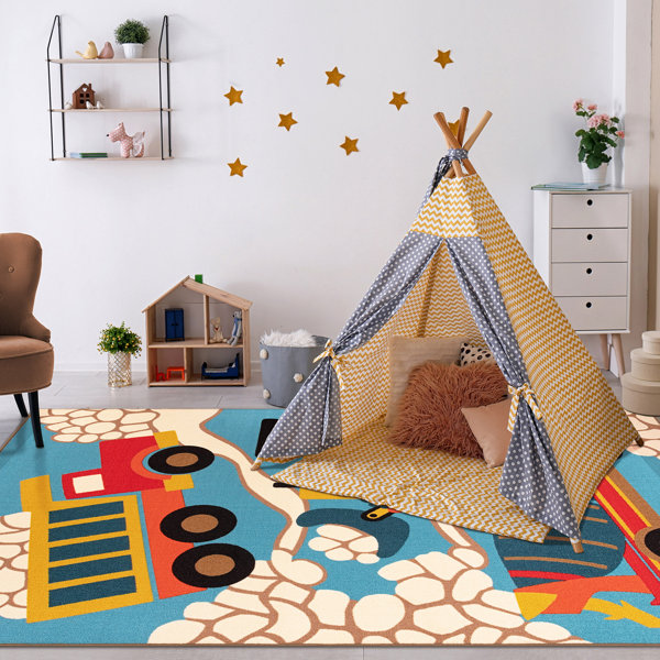 Zoomie Kids Pomerleau Construction Zone Non-Slip Kids Playroom Decor ...