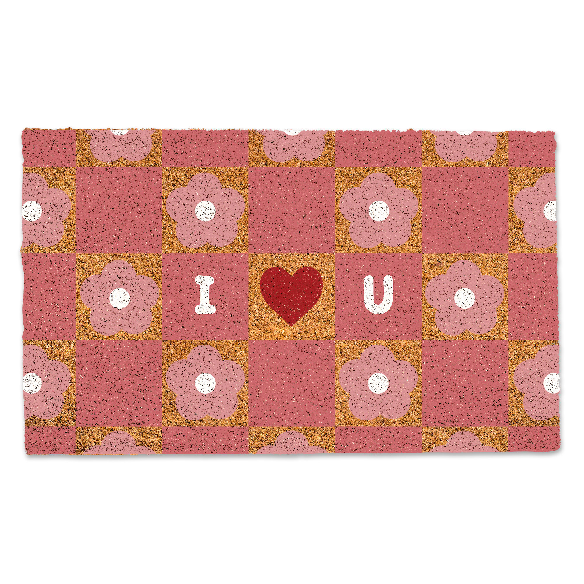 Ophelia & Co. I Heart You Daisy Check Door Mat | Wayfair