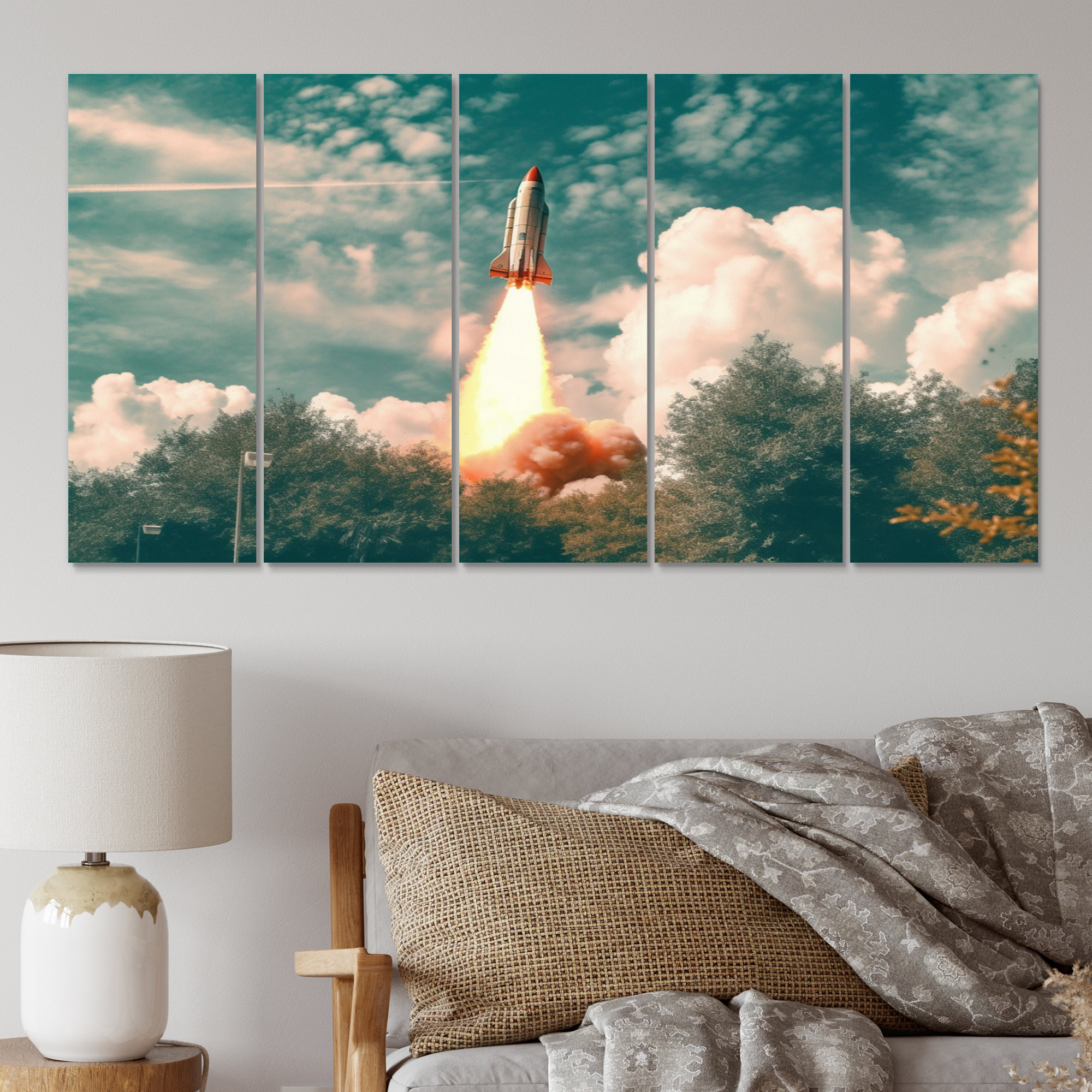 Design Art Spaceship Rocket in Florida I - Modern Metal Wall Decor Set ...