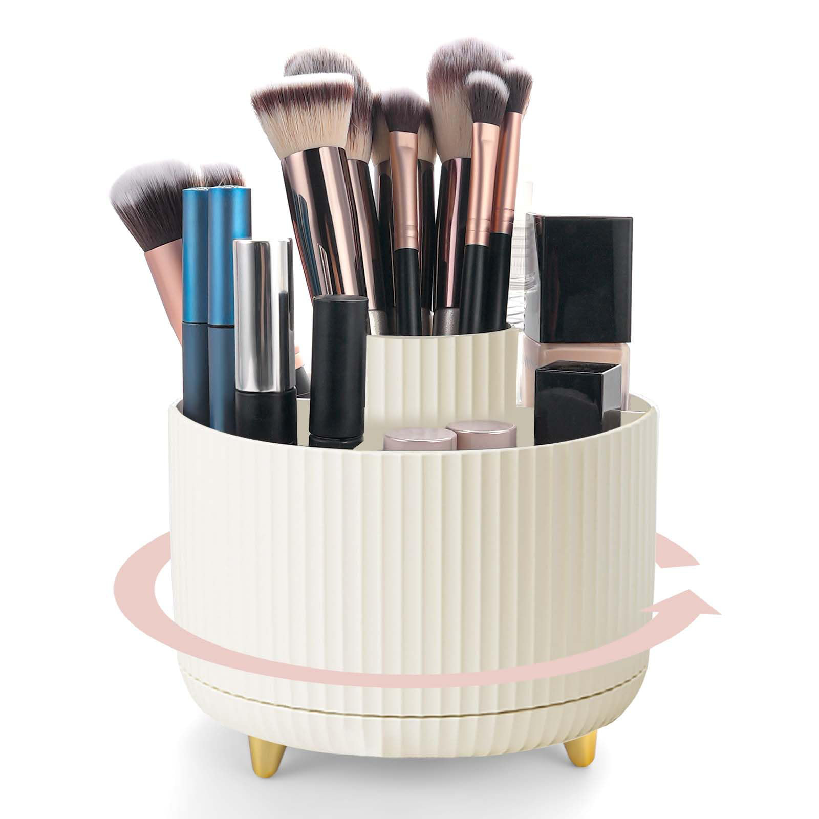 Everly Quinn 360°Rotating Makeup Organizer, 5 Slot Makeup Brush Holder ...