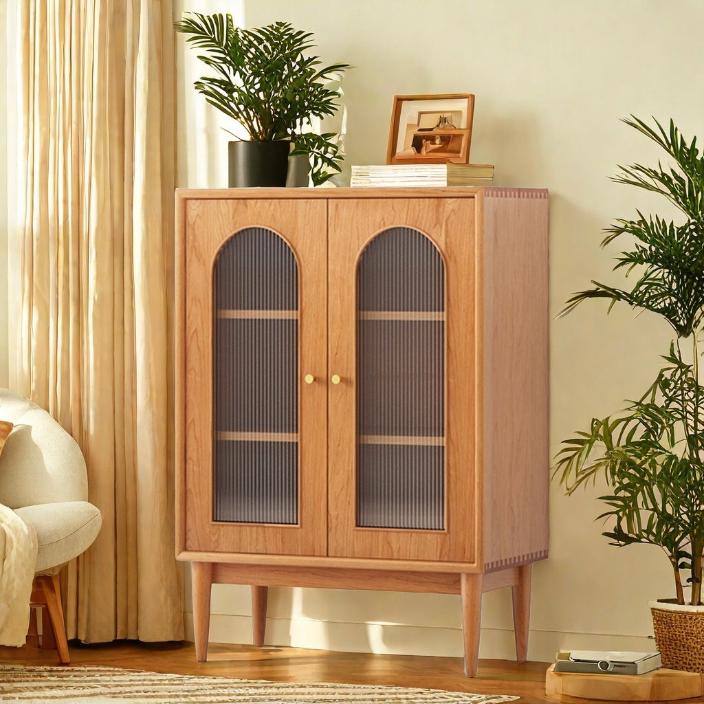 Parttlion Japanese style glass solid wood bookcase | Wayfair