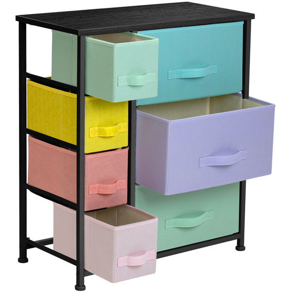 Sorbus 7 Drawers Dresser with Steel Frame and Wood Top in Pastel and ...