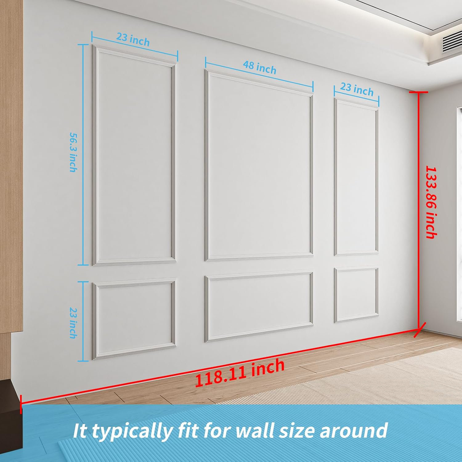 INKEDZ Wall Moulding Set of 6 pcs, Ready-to-Assemble Wainscoting Panels ...