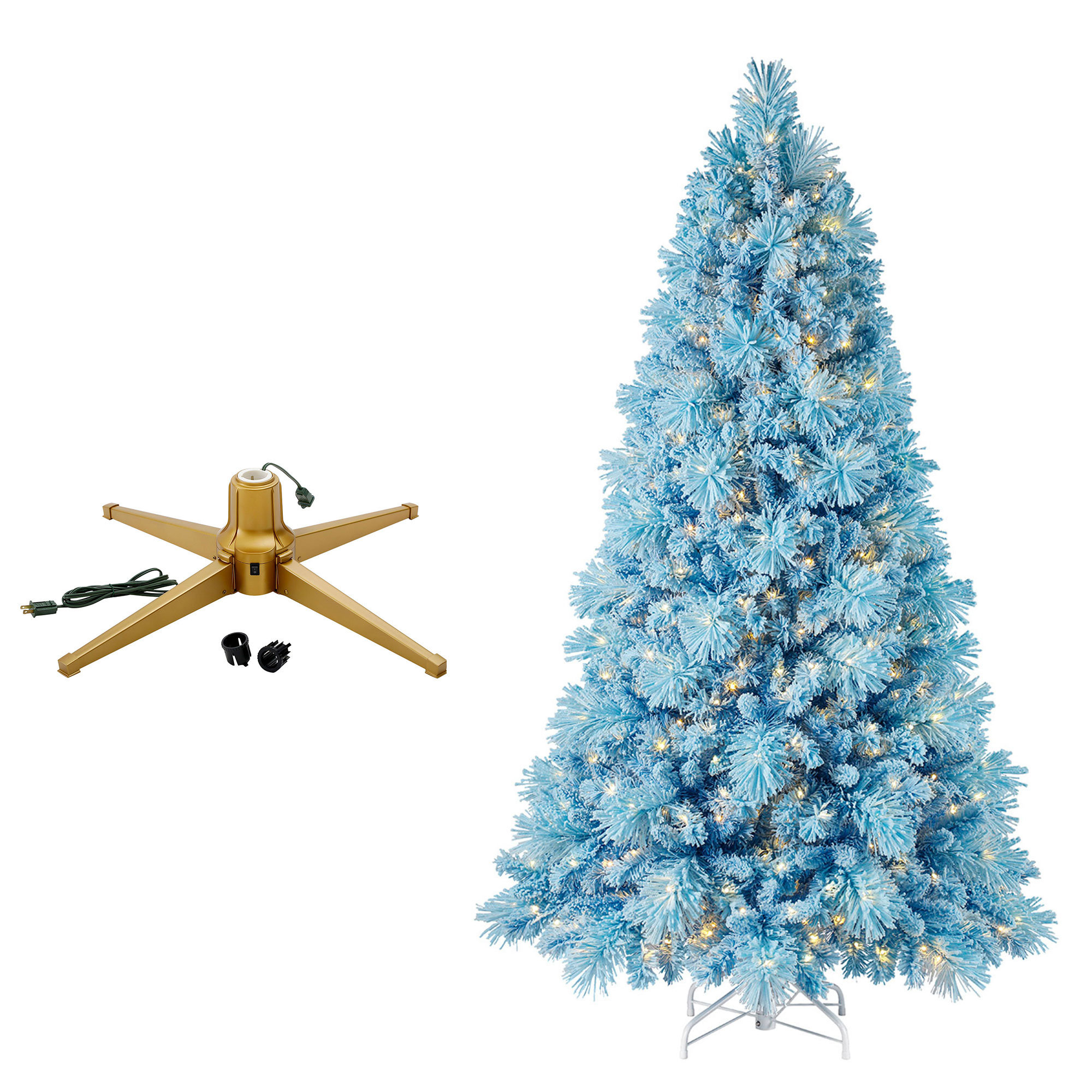 The Holiday Aisle® Rotating Tree Stand Base w/Snowdrift 6.5' Pine ...