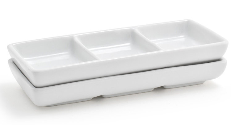 Front Of The House Catalyst Eurowhite Stackable 3 Compartment Condiment ...