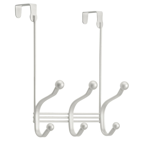 iDesign York Lyra Steel Over The Door 3 - Hook Wall Mounted Coat Rack ...