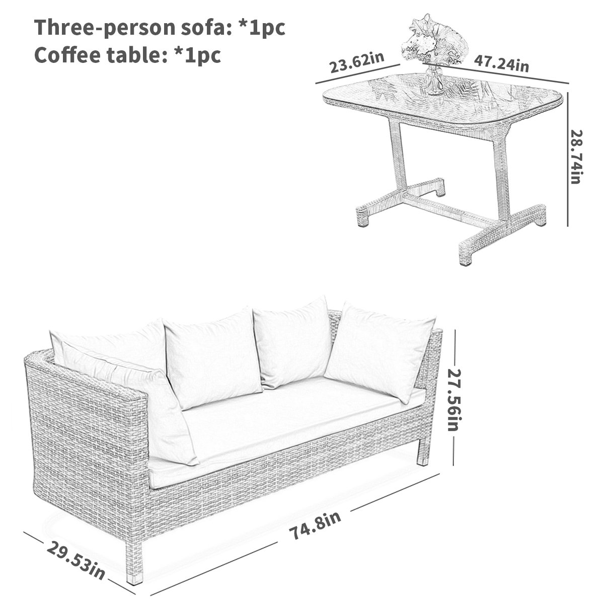 Latitude Run® Yorktown 3 - Person Outdoor Seating Group with Cushions ...