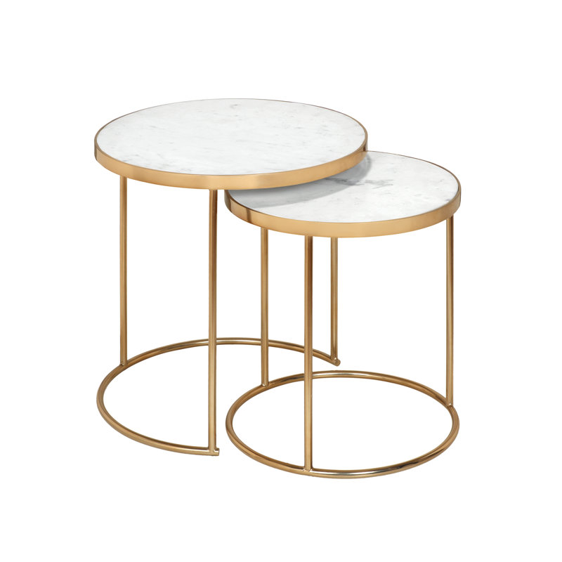 SIA Home Stella Side Table - White Marble - Brass Effect Feet | Wayfair ...