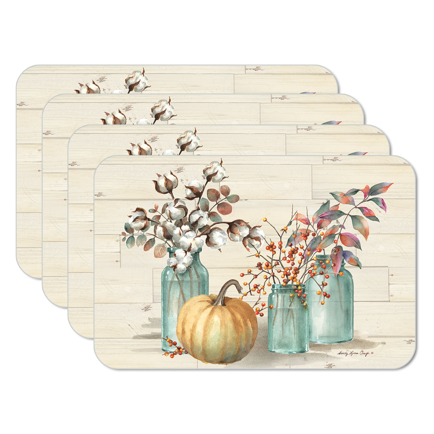 CounterArt Pumpkin Time 4 Piece Reversible Easy Care Placemats | Wayfair