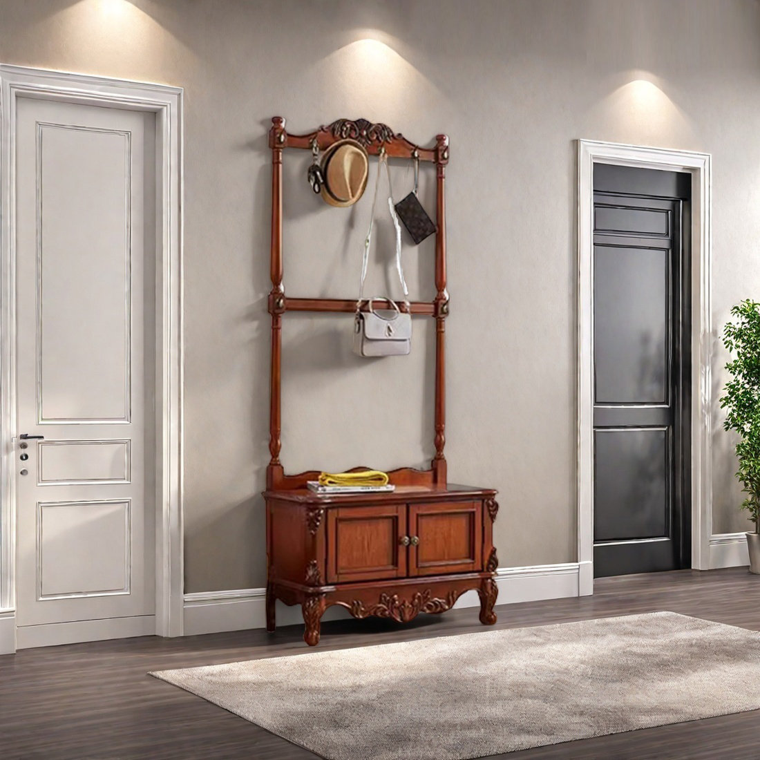 Elegant Home Furnishings.s Vintage Solid Wood Hall Tree | Wayfair