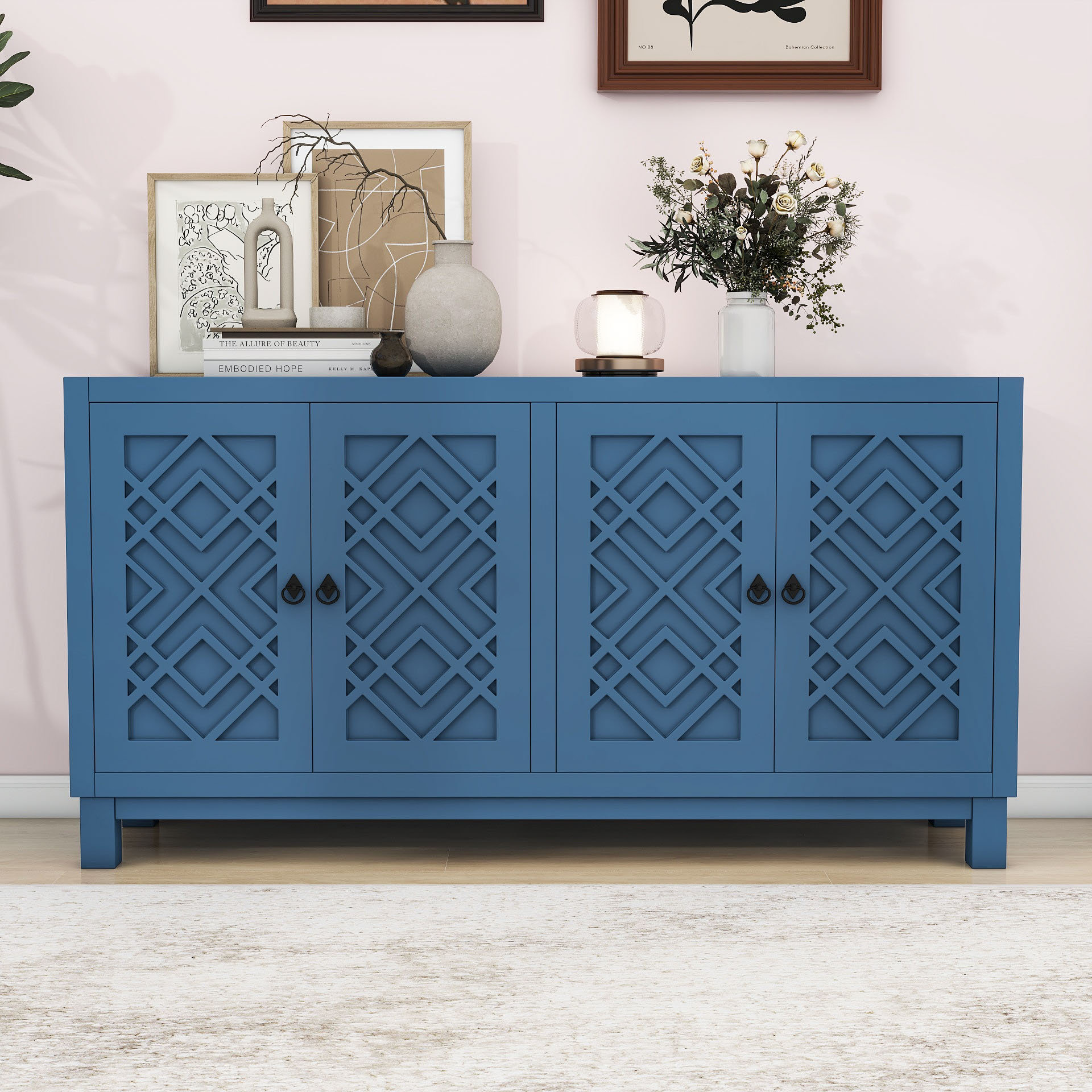 Ebern Designs Rentiesville Storage Sideboard with Rhombus Hollow ...