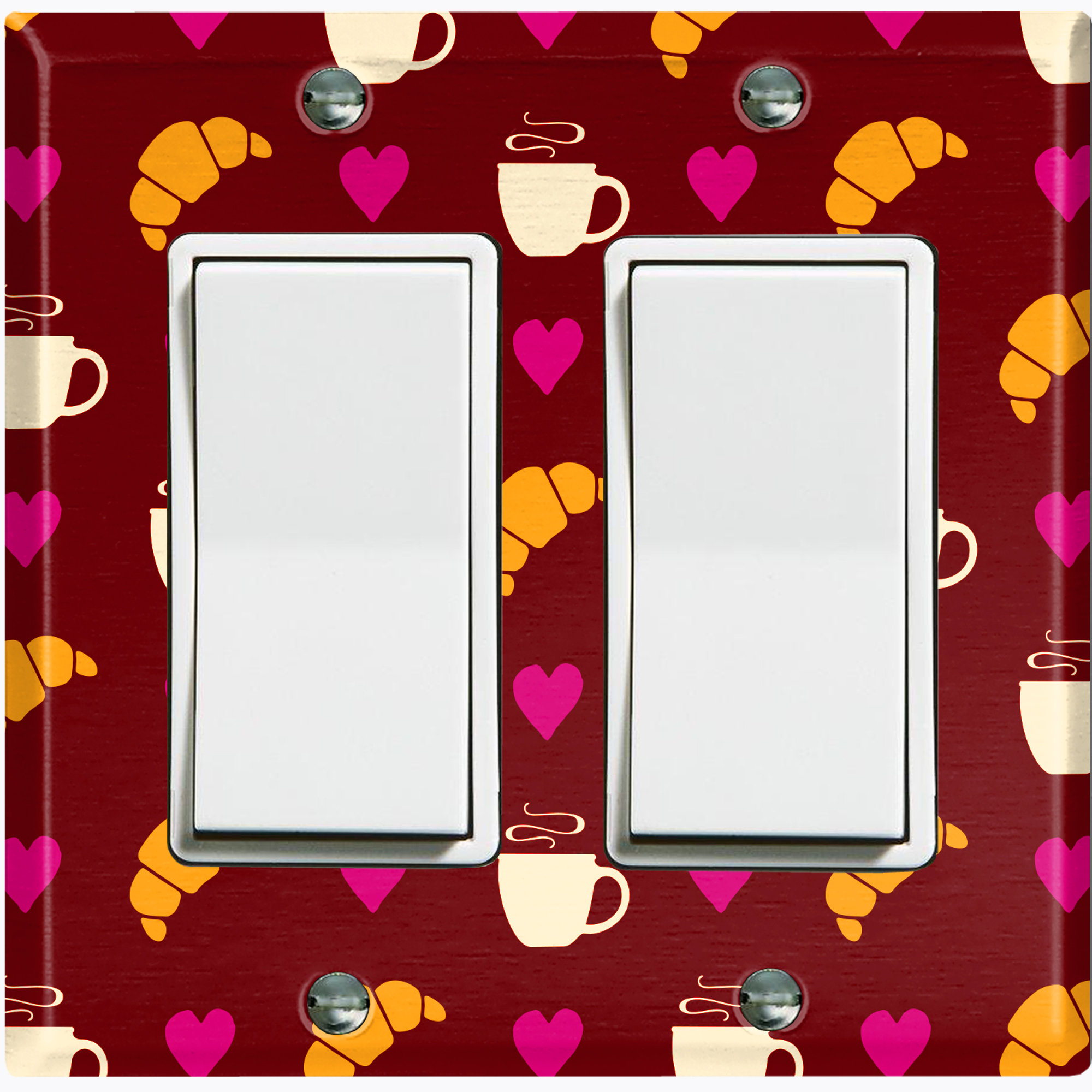 WorldAcc Metal Light Switch Plate Outlet Cover (Coffee Cups Croissant ...