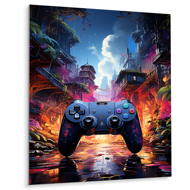 Lark Manor™ Neon Video Game Controler Haven I - Video Games Metal Wall ...