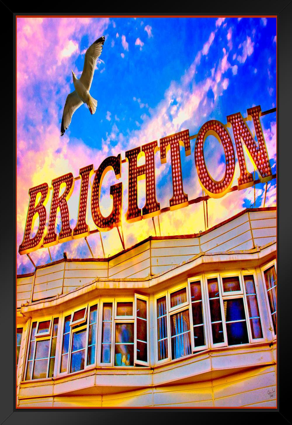 Latitude Run® " Brighton Sign By Chris Lord Photo Art Print Black Wood ...