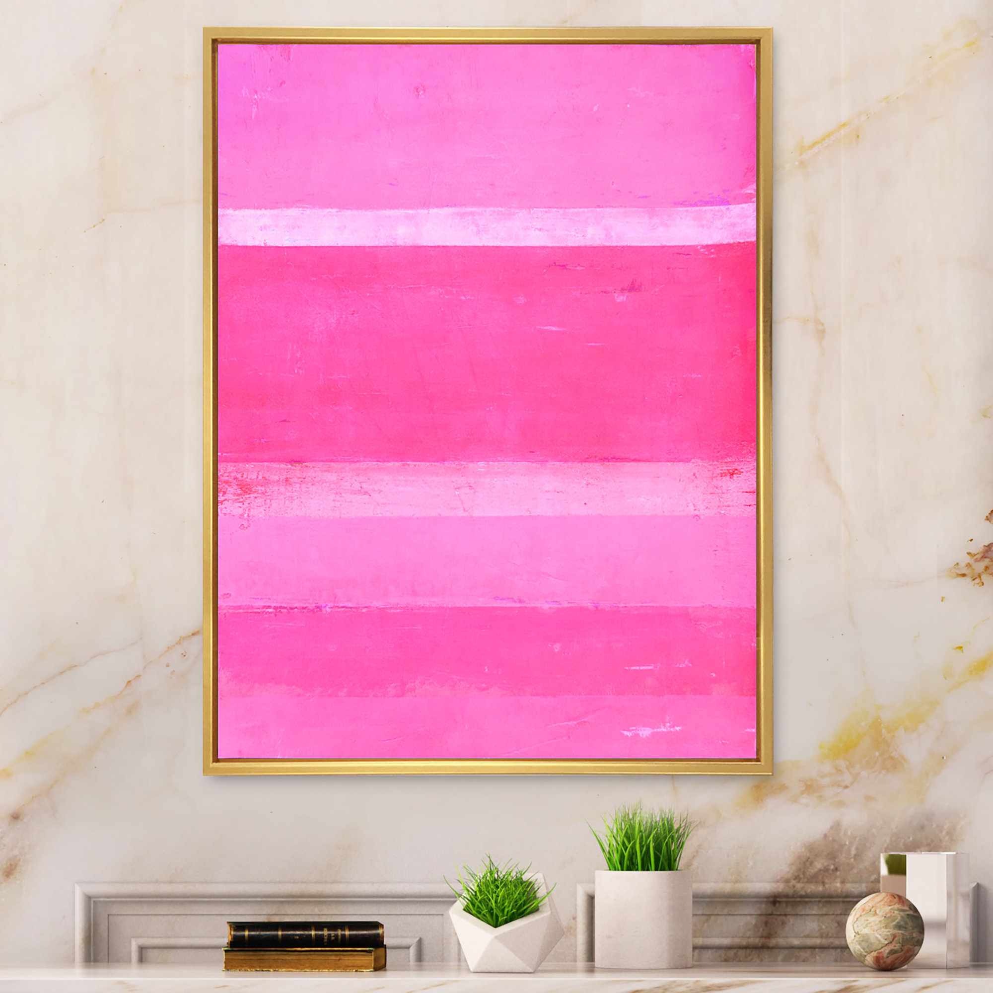 Wrought Studio™ Pinks Abstract Bands - Painting on Canvas | Wayfair