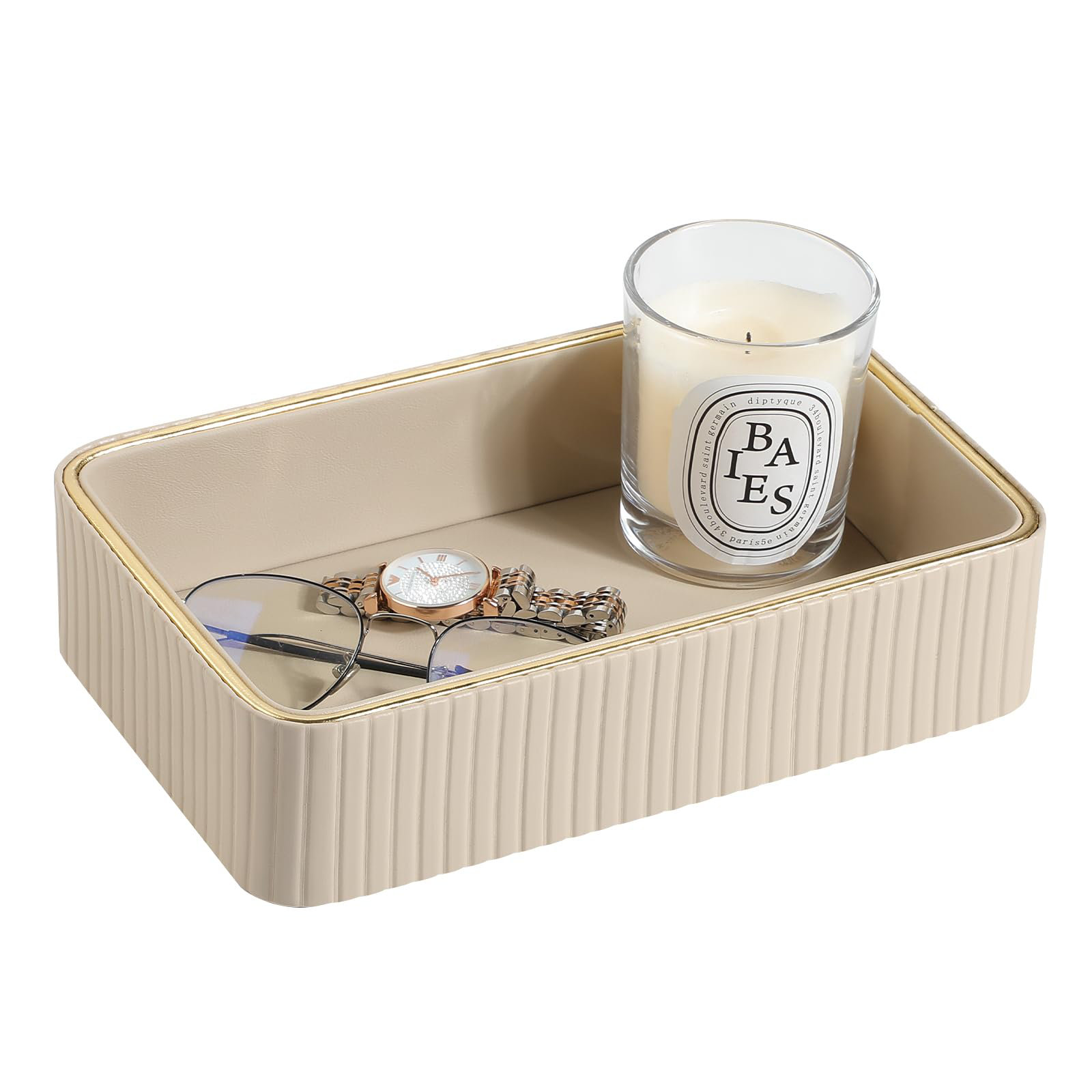 Latitude Run® Organizer Tray, PU Leather Valet Tray Nightstand ...