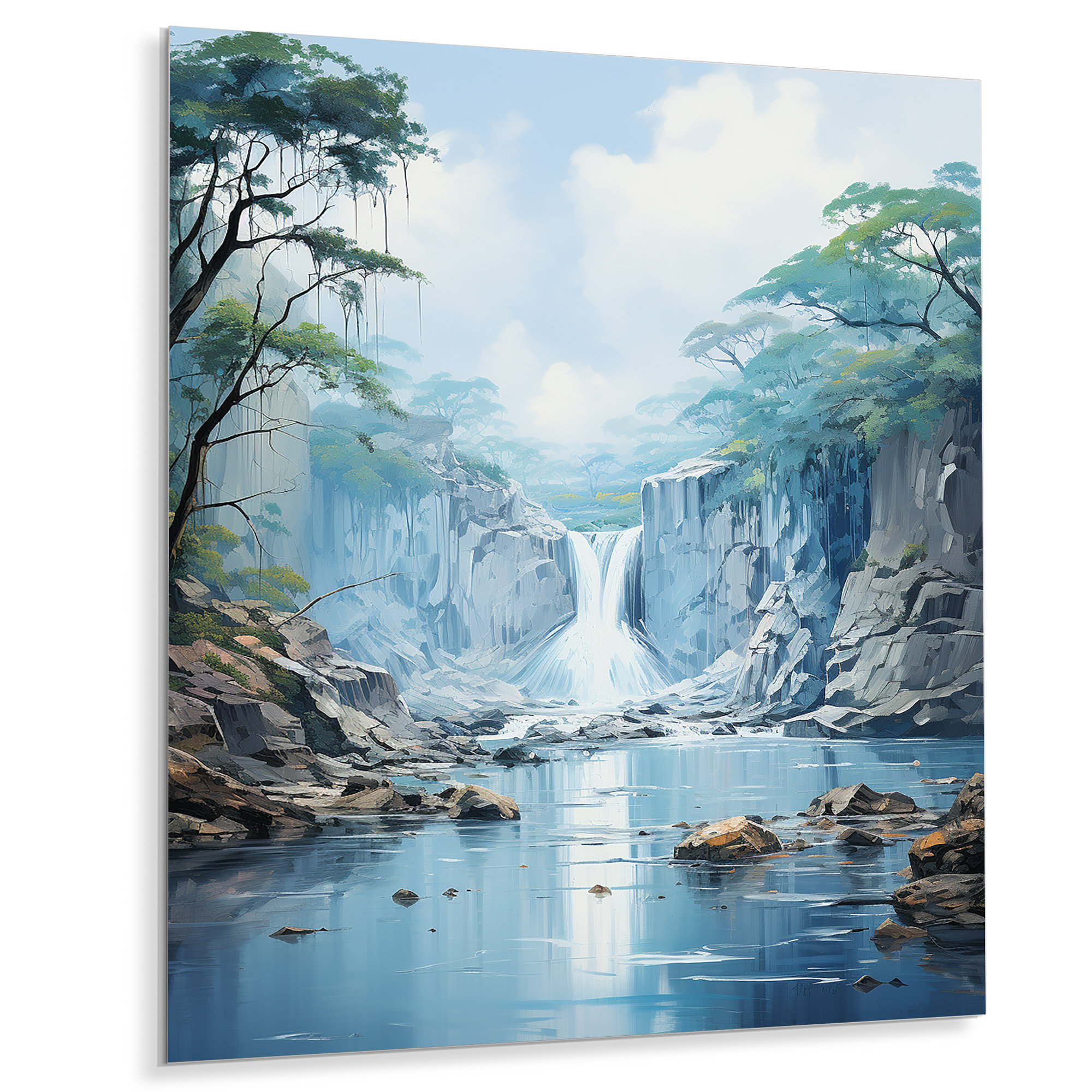 Millwood Pines Drip Serenity Falls - Drip Painting Metal Wall Art ...