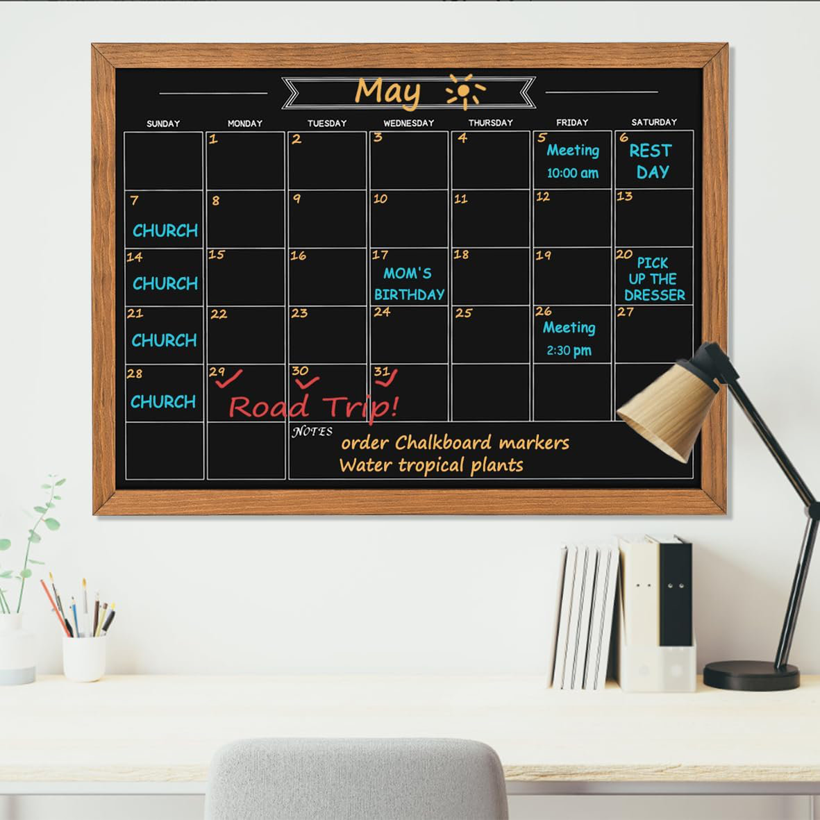 Millwood Pines Calendar Chalkboard, 23.6" * 31.5", Magnetic Surface ...