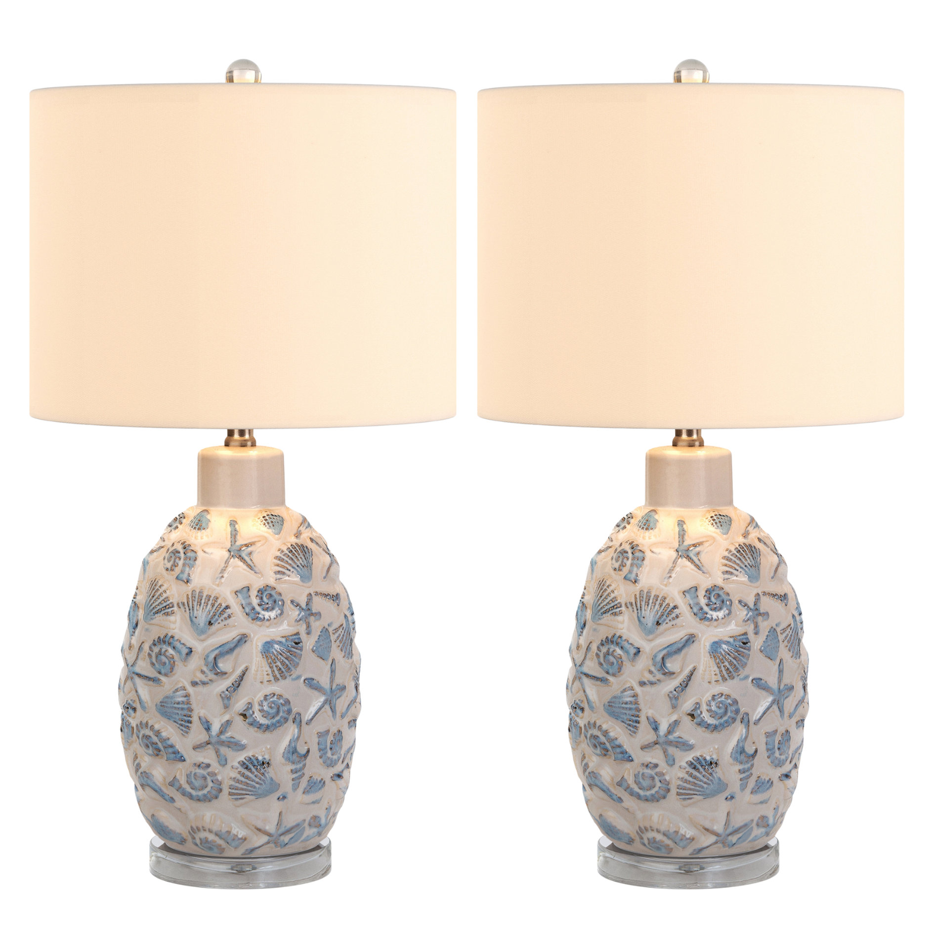 Dovecove Lanoka Ceramic Sea Shell White and Blue Table Lamps & Reviews ...
