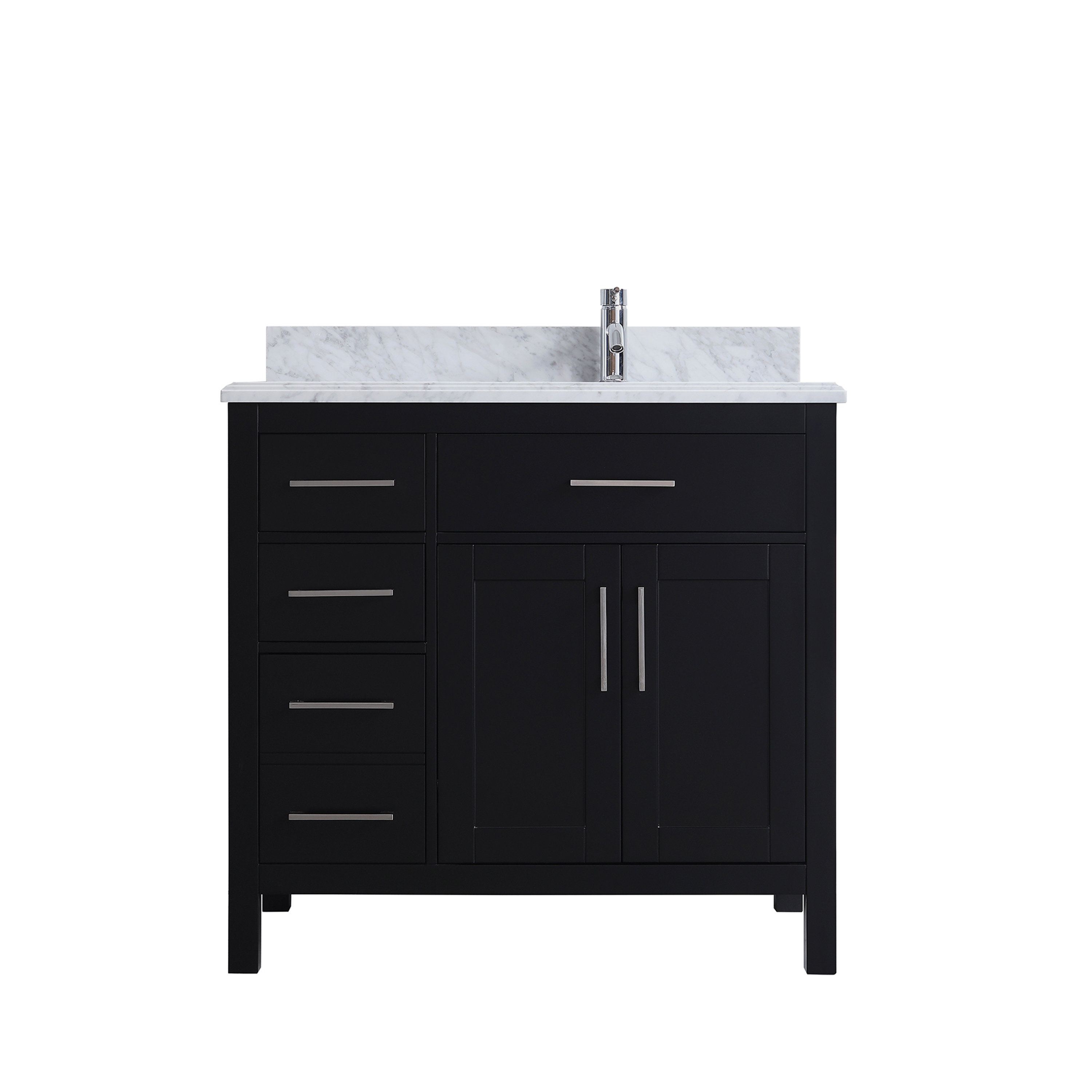Latitude Run® Yavian 36 Black Freestanding Vanity With Carrera Marble ...
